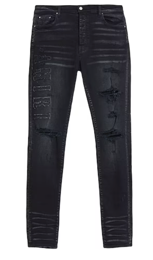 Amiri Black Jeans with Letter Stitch – THE SPOT NYC